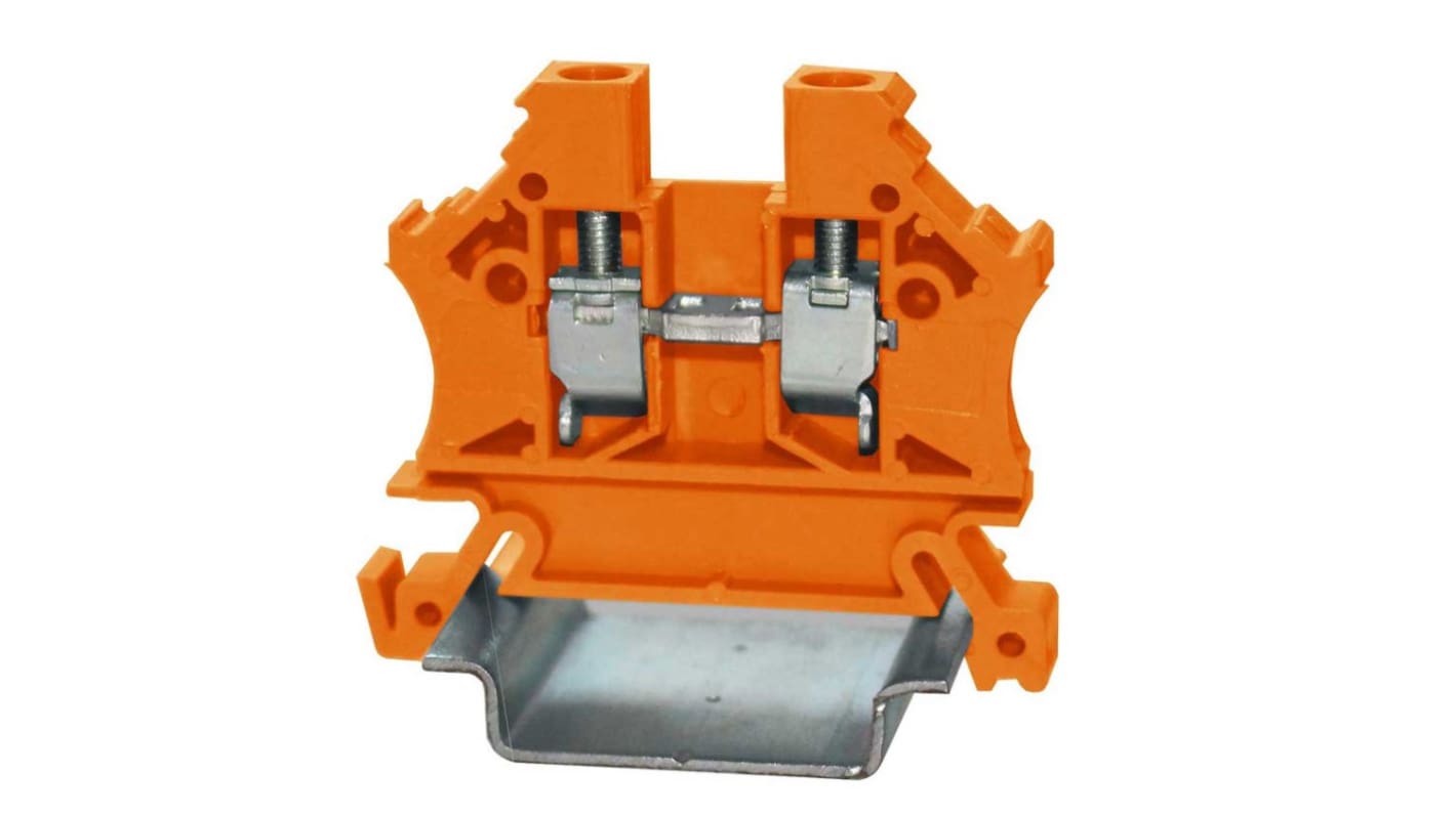 RS PRO Orange Feed Through Terminal Block, Single-Level, Cage Clamp ...