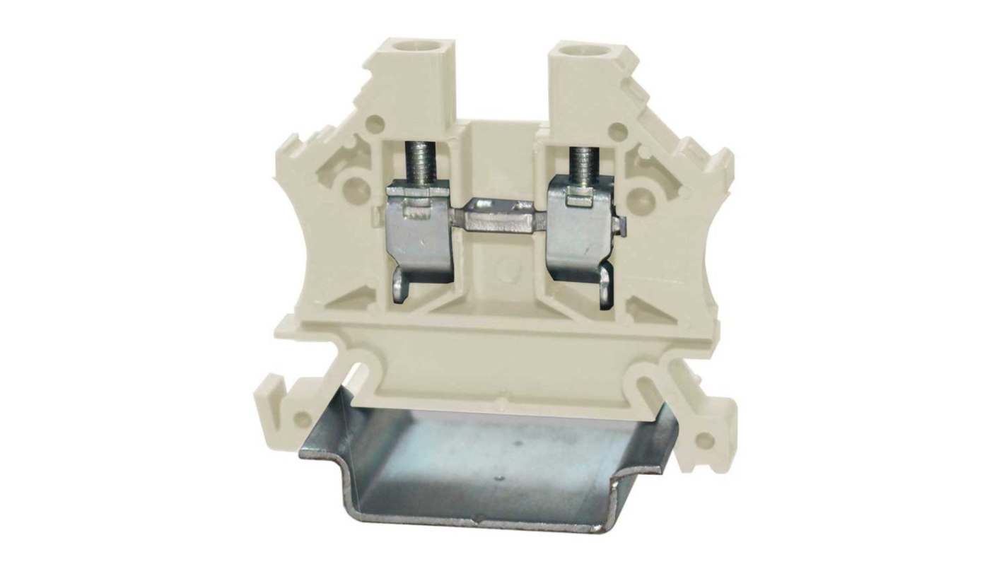 RS PRO White Feed Through Terminal Block, Single-Level, Cage Clamp ...