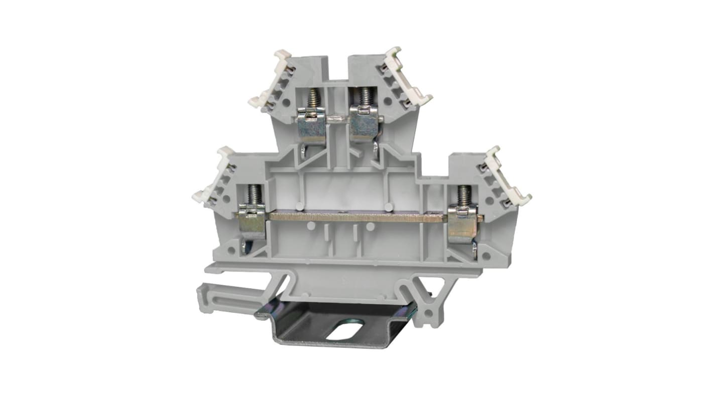 RS PRO Grey Feed Through Terminal Block, 2-Level, Cage Clamp ...