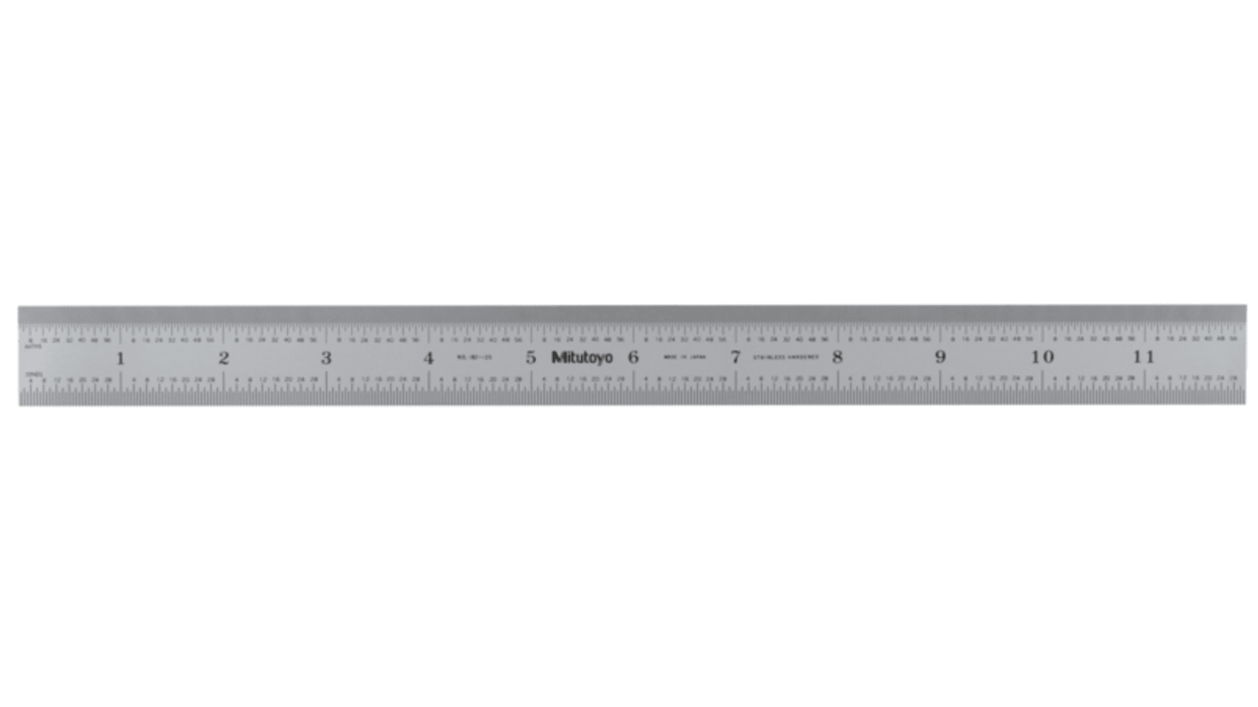 182-125 | Mitutoyo 300mm Steel Imperial, Metric Ruler | RS