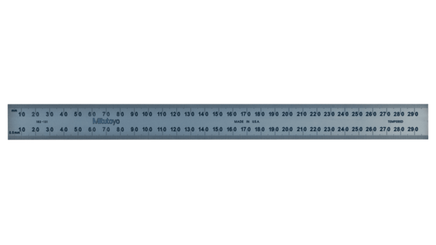 182-131 | Mitutoyo 300mm Steel Metric Ruler, With UKAS Calibration | RS