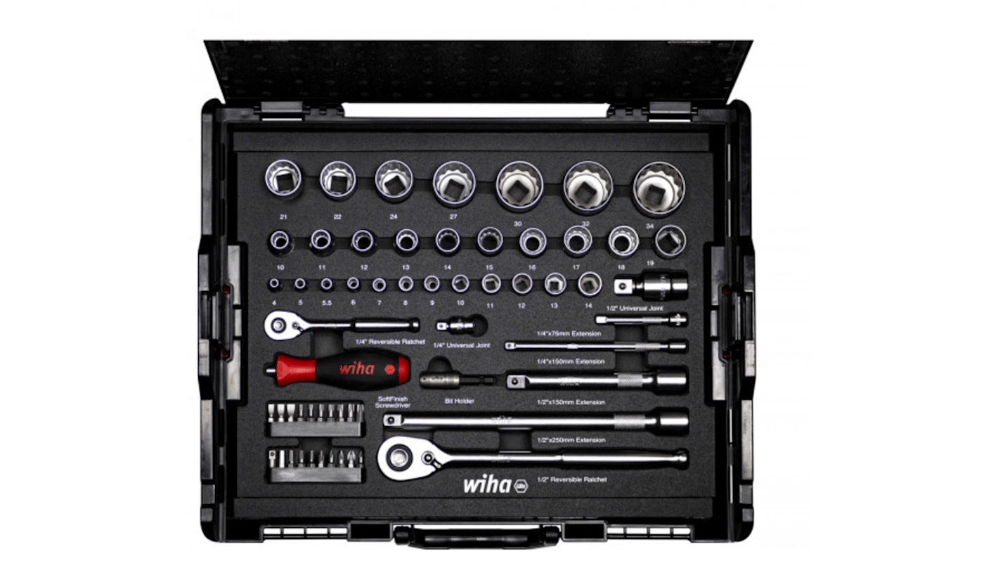 44685 | Wiha 60-Piece Metric 1/2 in; 1/4 in Standard Socket/Bit Set ...