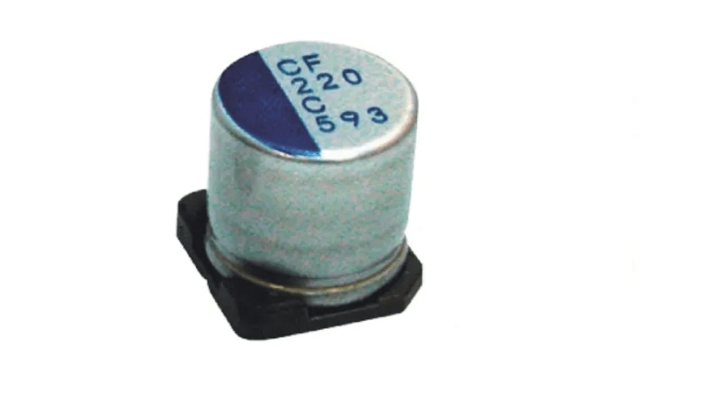 PCR1V221MCL1GS | Nichicon 220μF Surface Mount Polymer Capacitor, 35V | RS