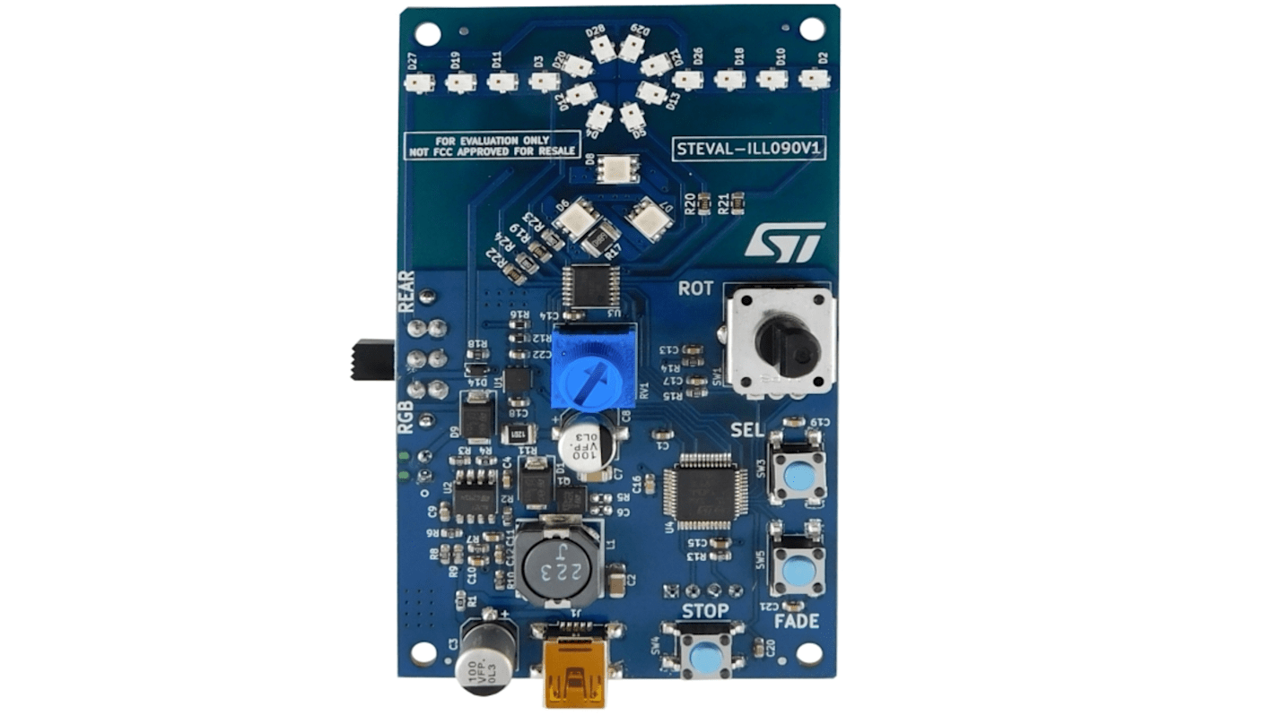 STEVAL-ILL090V1 | Kit d'évaluation pour STM8 MCU. compatible avec Commutateur direct Driver de ...