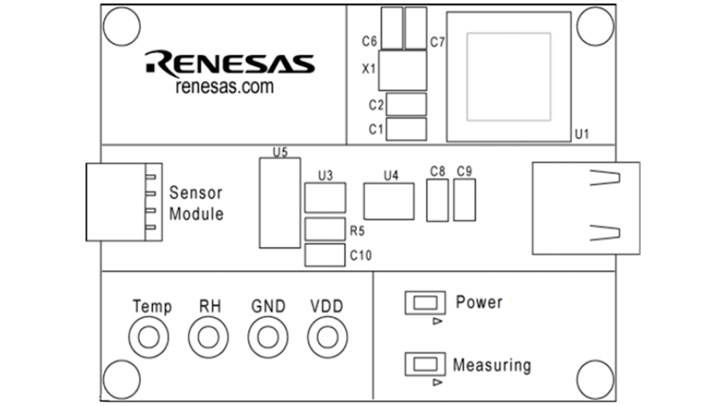 Renesas Electronics HS4100-EVK Temperature & Humidity Sensor Evaluation Kit HS4101 Humidity and ...