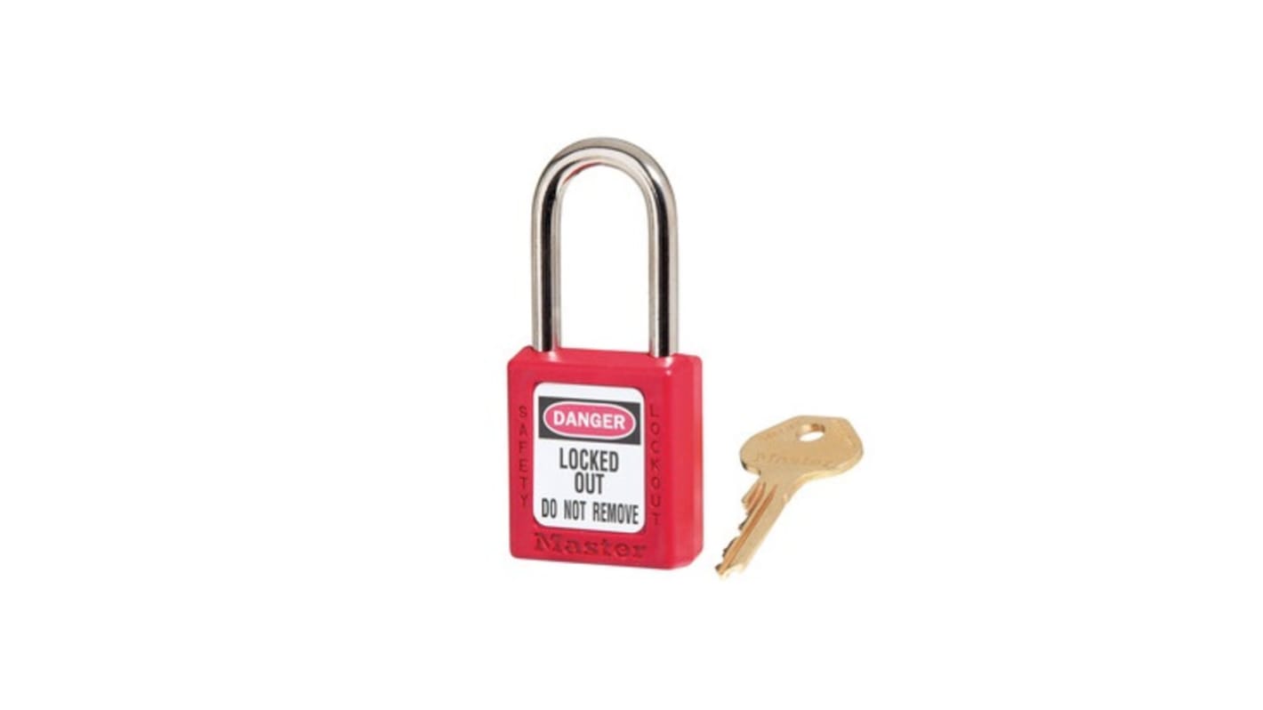 410RED | Master Lock Key Safety Padlock, 6mm Shackle | RS