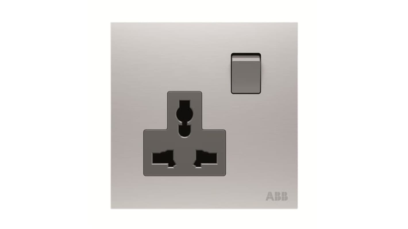 2CLA623919N1101 | ABB Silver Electrical Socket, 2 Poles, 13A | RS