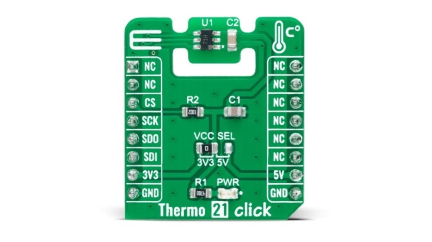 MIKROE-4879 | MikroElektronika Thermo 21 Click Temperature Sensor Add On Board for ADT7301 ...