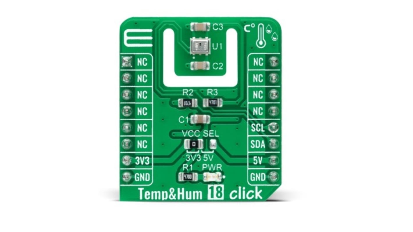 MIKROE-4892 | MikroElektronika Temp & Hum 18 Click Temperature & Humidity Sensor Add On Board ...