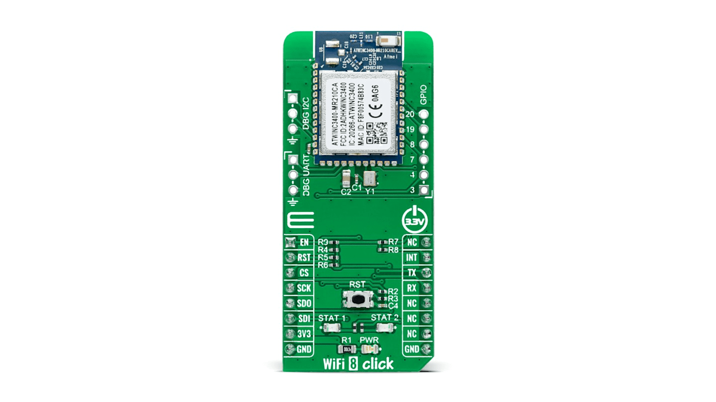 MIKROE-4704 | MikroElektronika WiFi 8 Click ATWINC3400-MR210CA Bluetooth Smart (BLE), WiFi Add ...