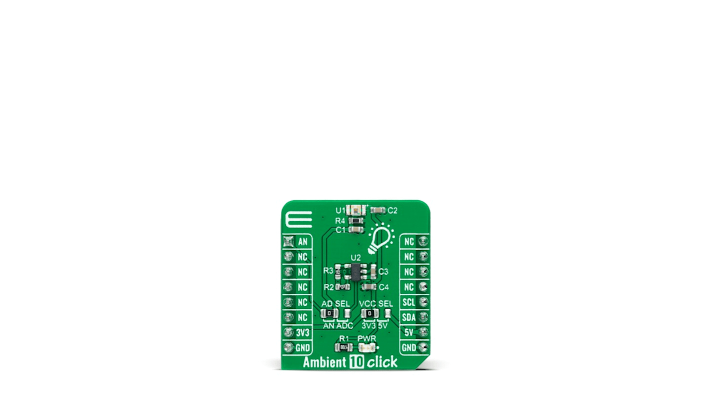 MIKROE-4777 | MikroElektronika Ambient 10 Click Ambient Light Sensor Add On Board for APDS-9006 ...