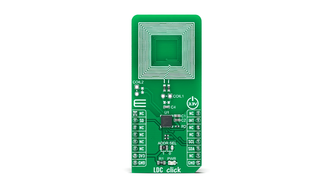 MIKROE-4784 | MikroElektronika LDC Click Inductive Sensor Add On Board for LDC1312-Q1 mikroBUS ...