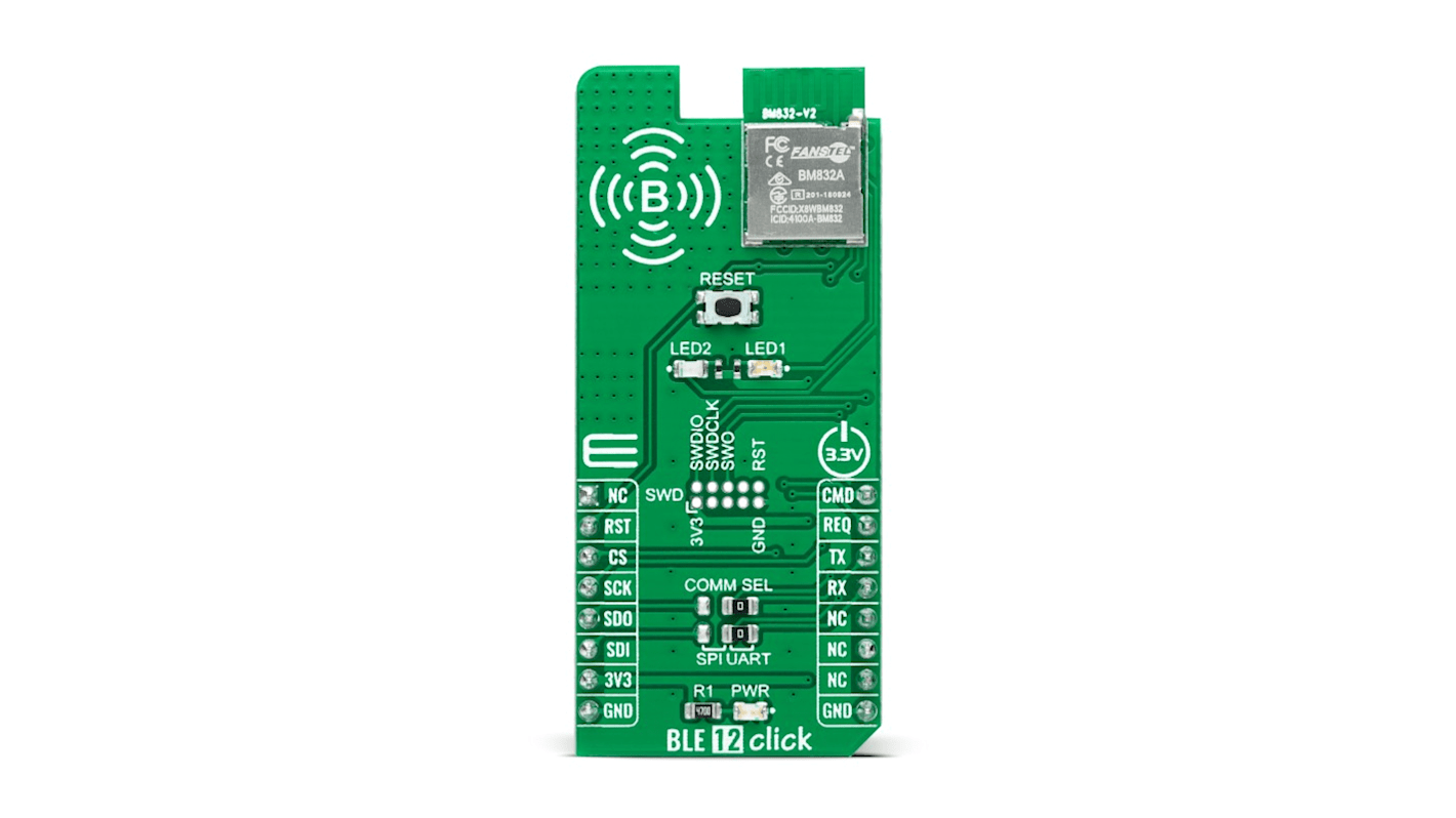 MikroElektronika BLE 12 Click Bluetooth Low Energy (BLE) module Add On Board for mikroBUS socket ...