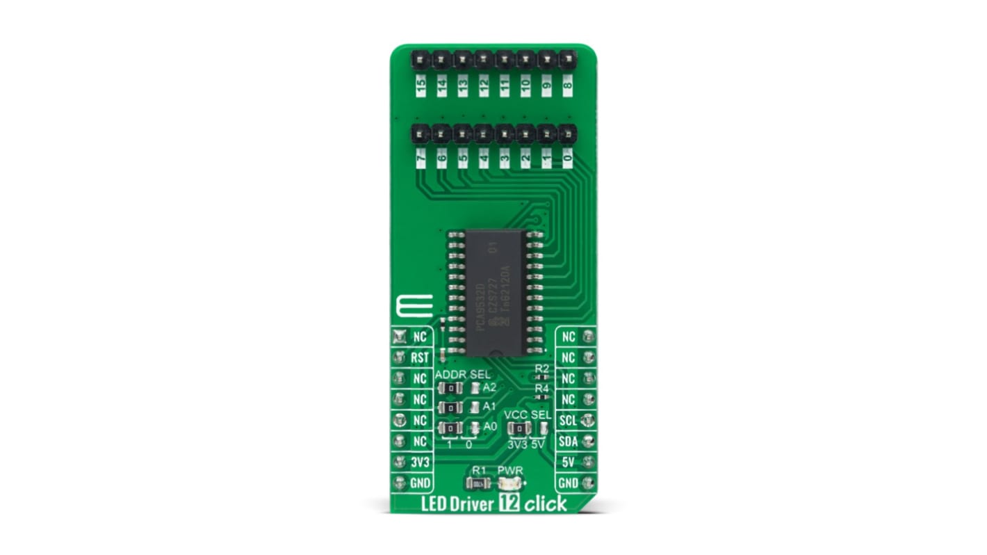 MikroElektronika MIKROE-4977, LED Driver 12 Click LED Driver Add On Board for PCA9532 for ...