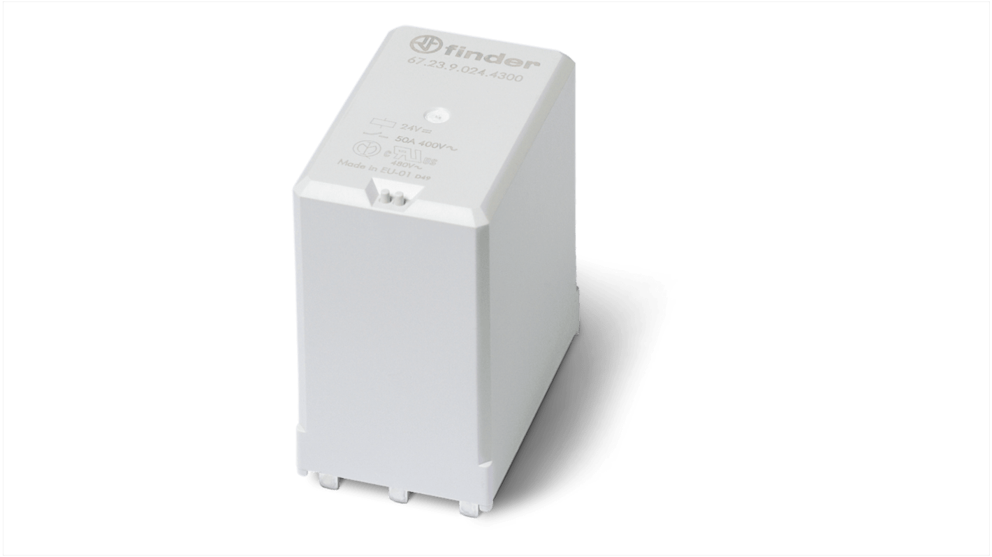672390244300S | Finder PCB Mount Power Relay Module, 24V dc Coil, 50A ...