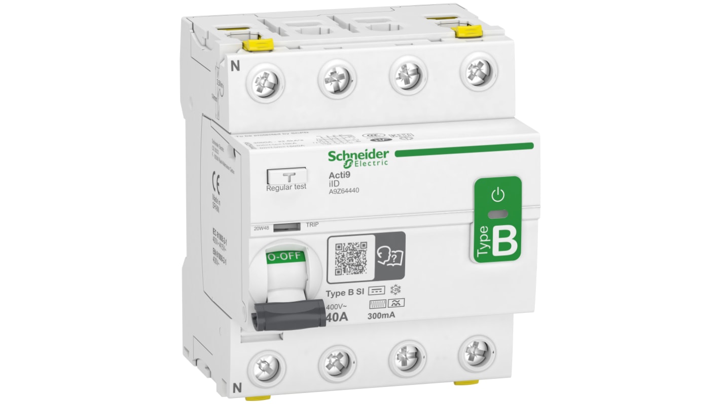A9Z64440 | Schneider Electric iID RCCB, 40A, 4 Pole, 300mA, Type B-SI ...