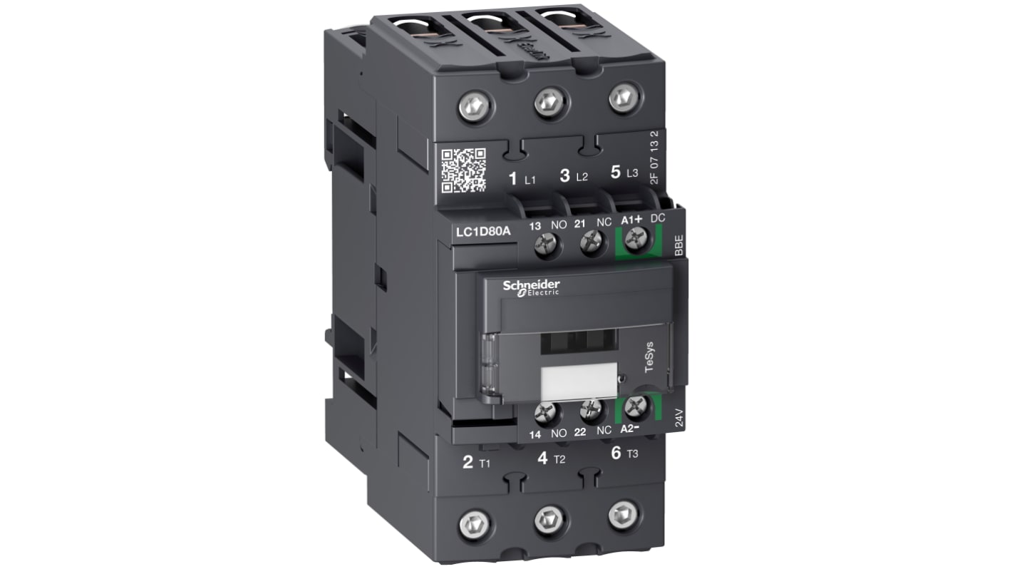 LC1D80ABBE | Schneider Electric TeSys D Contactor, 24 V dc Coil, 3-Pole ...