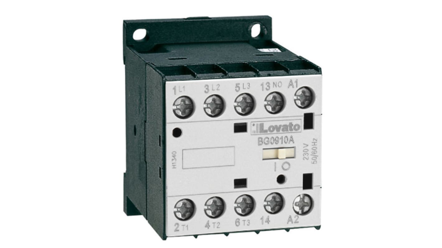 11BG0601A400 | Lovato BG BG Contactor, 400 VAC Coil, 3-Pole, 16 A, 18 ...
