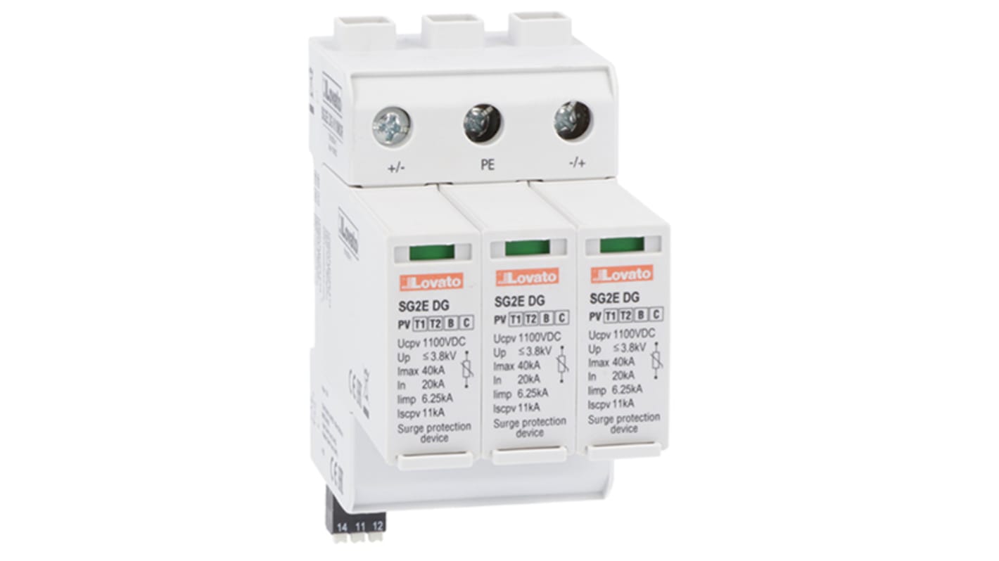 SG2EDGK10M3R | Lovato Single Phase Surge Protector, 40kA, DIN Rail ...