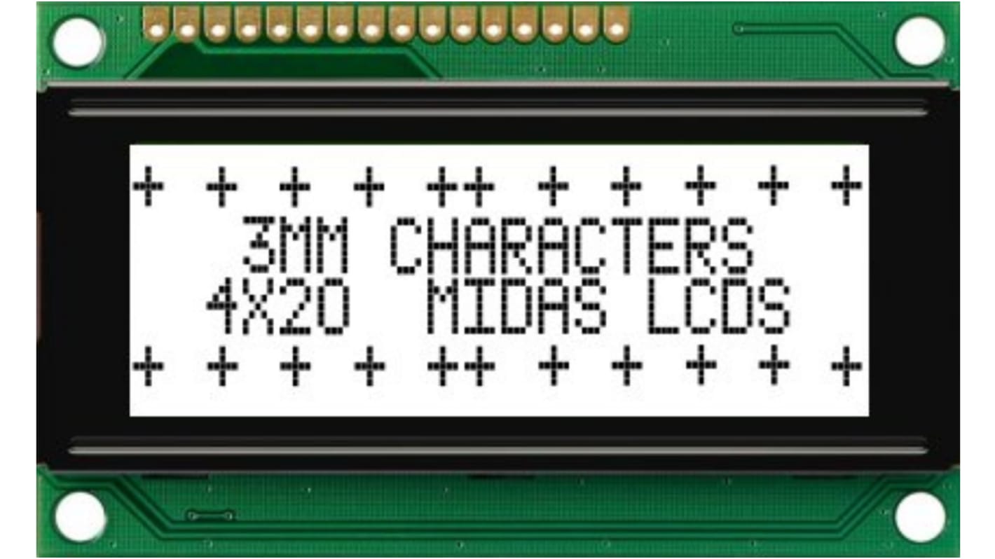 Midas MC42004A6WK-FPTLW-V2 Alphanumeric LCD Alphanumeric Display, 4 ...