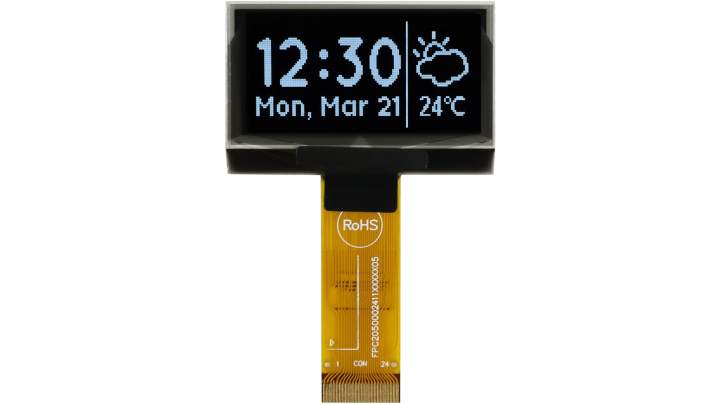 MCOT128064B1V-WM | Midas 1.54in White Passive matrix OLED Display 128 x ...