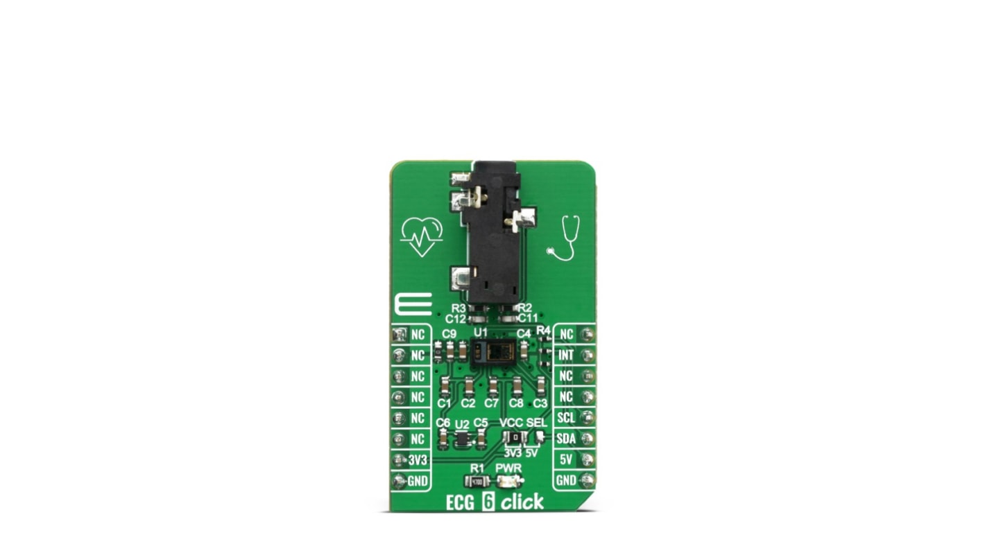 MIKROE-4061 | MikroElektronika ECG 6 Click Biometric Sensor mikroBus Click Board for MAX86150 | RS