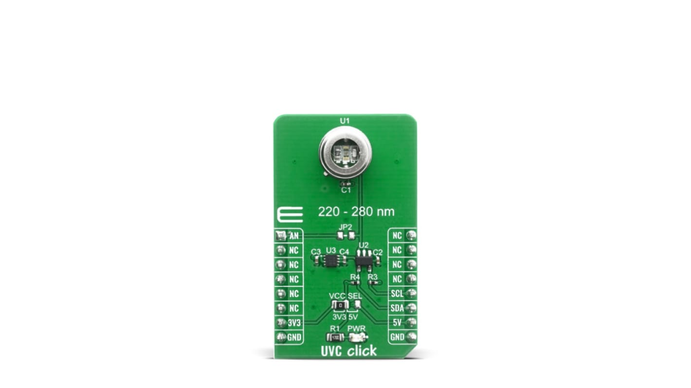 MIKROE-4144 | MikroElektronika UVC Click Ultraviolet (UV) Sensor mikroBus Click Board for GUVC ...