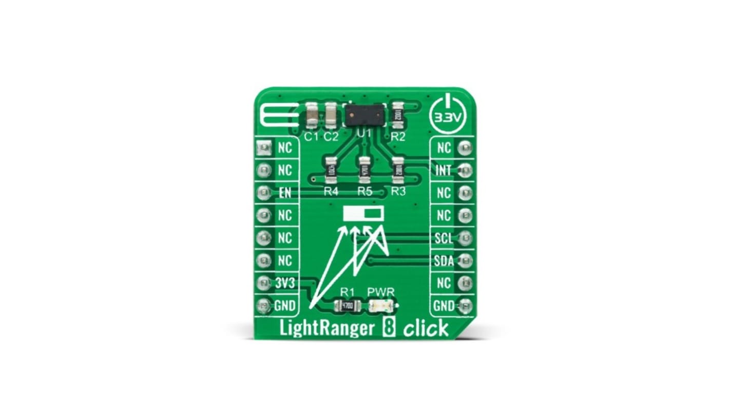 Mikroe 4492 Mikroelektronika Lightranger 8 Click Optical Mikrobus Click Board For Vl53l3cx Rs