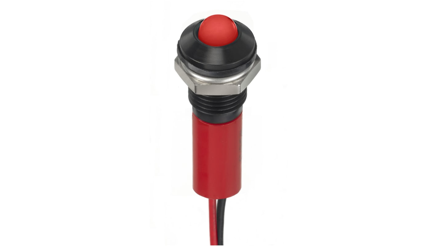RS PRO Red Panel Mount Indicator, 24V dc, 8mm Mounting Hole Size, Lead ...