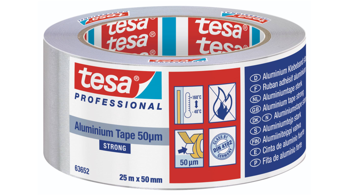 63652-00001-00 | Tesa Conductive Aluminium Tape, 50mm x 25m | RS