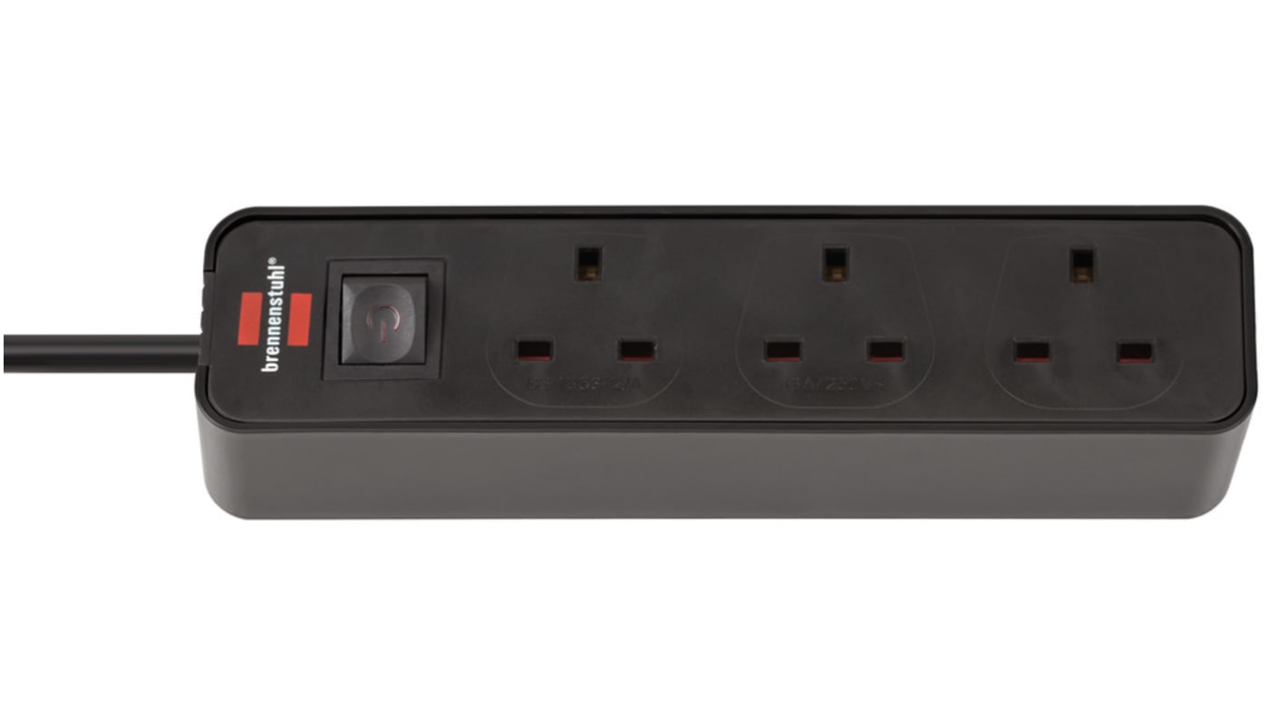 1153233320 | brennenstuhl 3m 3 Socket Type G - British Extension Lead | RS