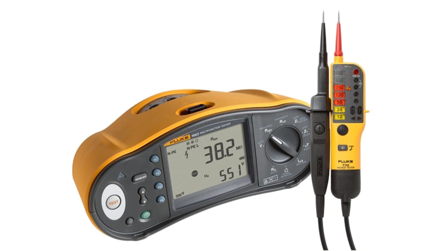 Fluke 1663/T110 Electrical Installation Tester Bundle, 50 V, 100 V, 250 ...