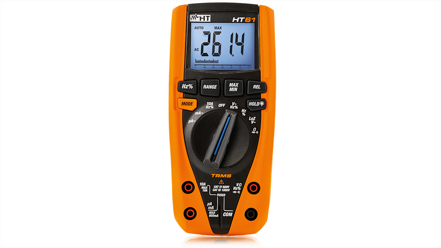 Multimetro Portatile HT Italia HT61, 1000V ca, 10A ca, True RMS | RS