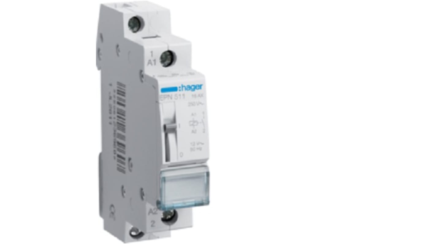 EPN511 | Hager DIN Rail Latching Relay, 12V Coil, SPST | RS
