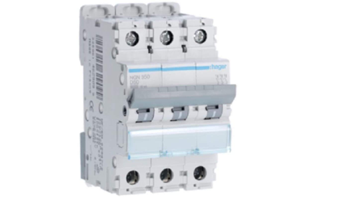 NGN350 | Hager Electronic Circuit Breaker 50A NGN, 3 channels | RS