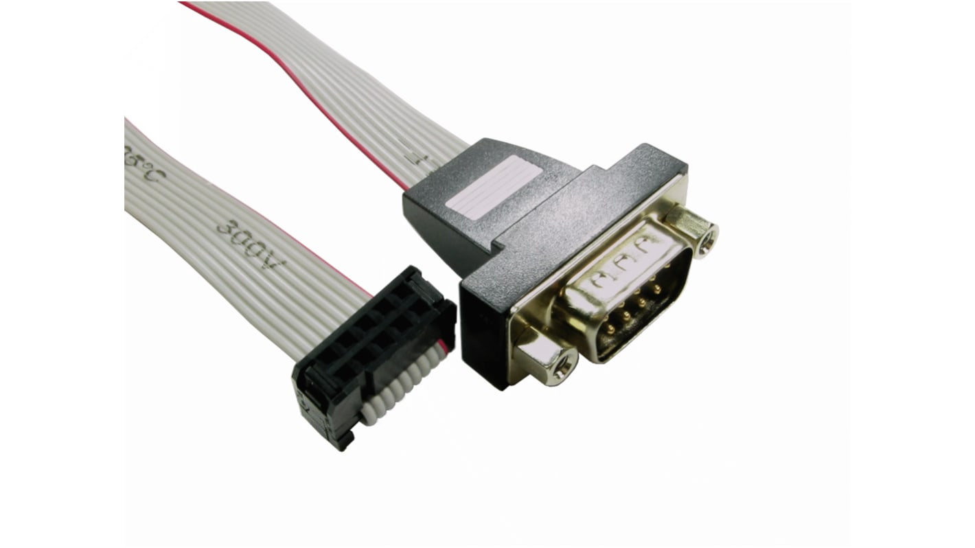 RS PRO Female 10 Pin IDC to Male 9 Pin D-sub Serial Cable, 300mm | RS