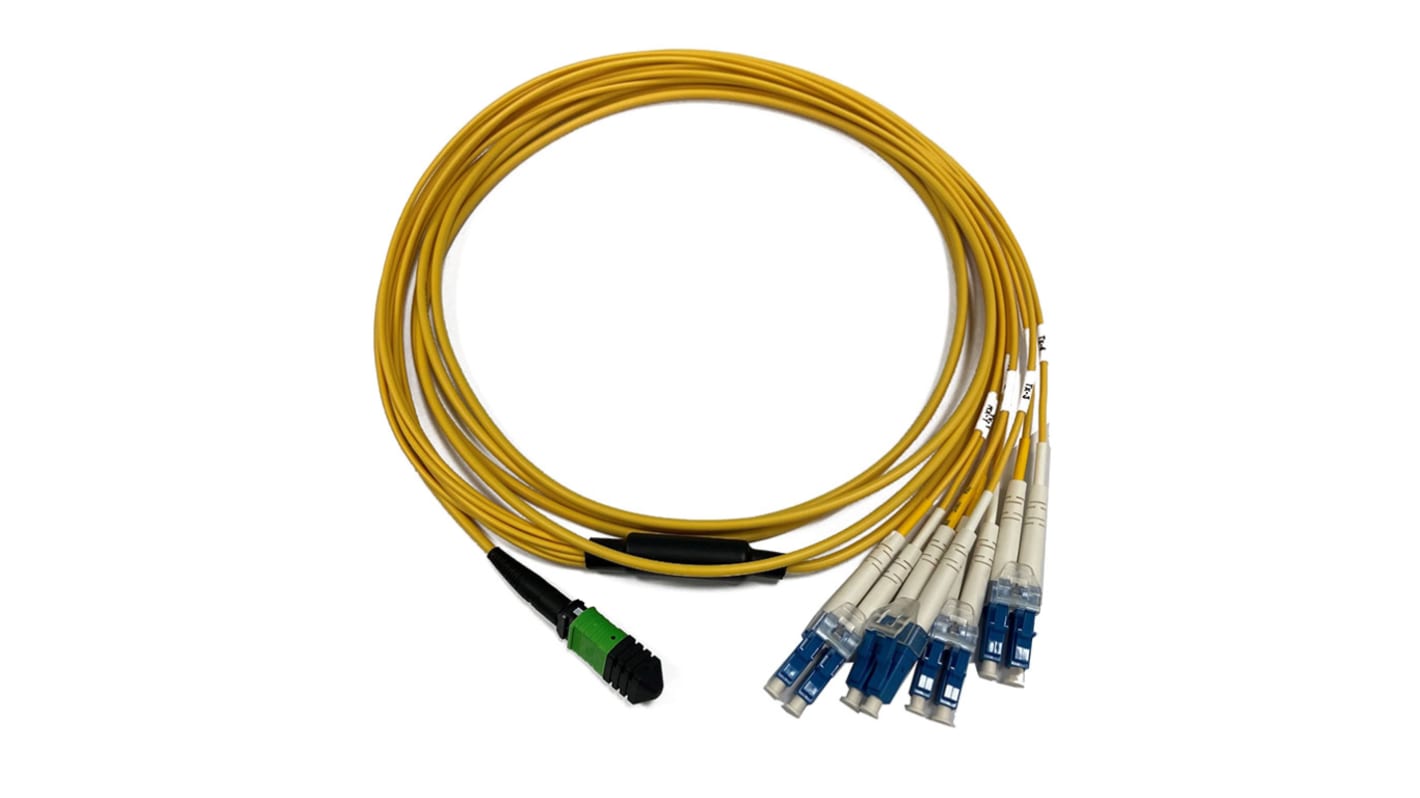 885366805 | Molex MPO to LC x 4 Single Mode Fibre Optic Cable, 9/125μm ...