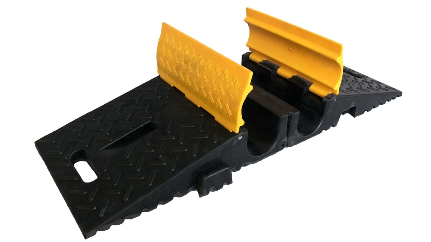 RS PRO 950mm Black/Yellow Cable Cover in Rubber, 110mm Inside dia. | RS