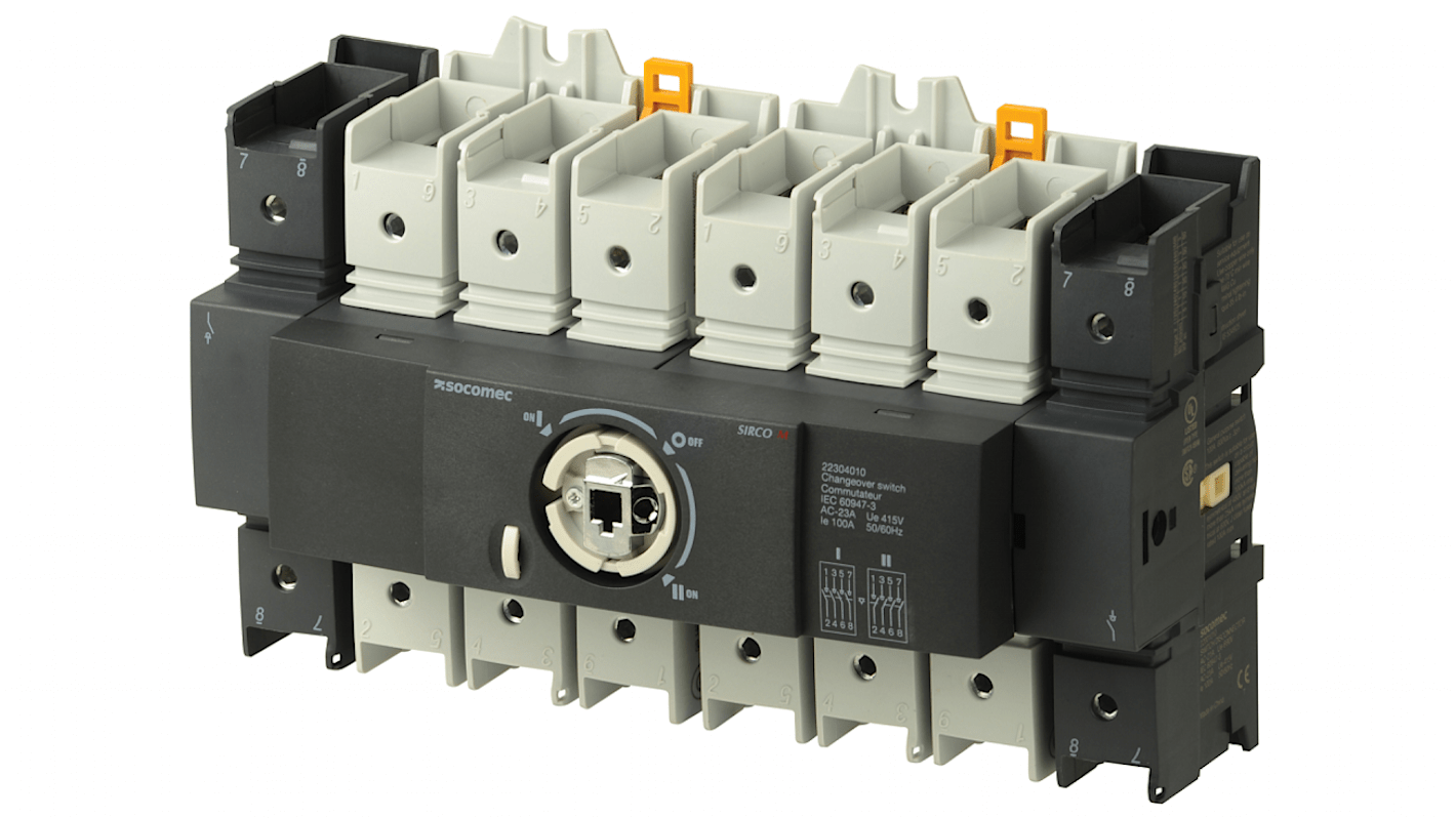 22303010 | Socomec 3P Pole DIN Rail Changeover Switch - 100A Maximum ...