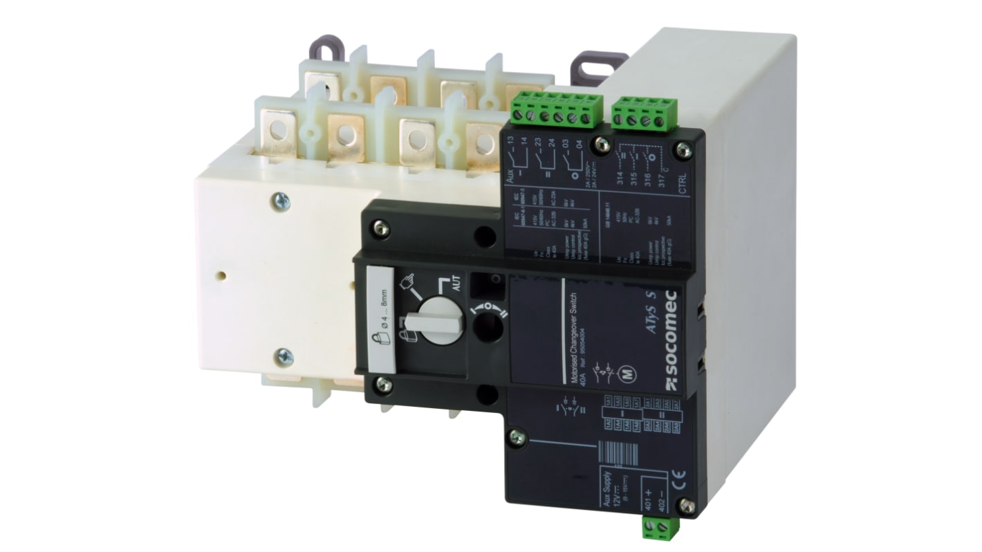 95034004 | Socomec 4P Pole DIN Rail Switch Disconnector - 40A Maximum ...