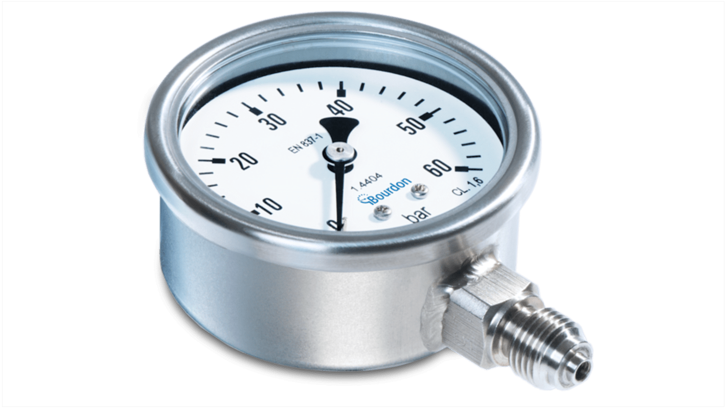Bourdon G 1/4 Analogue Pressure Gauge 400bar Bottom Entry, MEX3-D21.B38, 0bar min. | RS