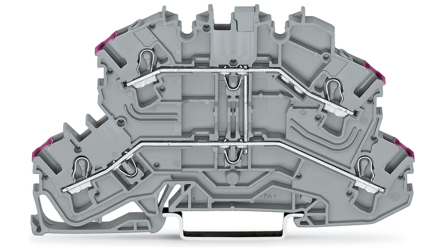 2002-2608 | Wago TOPJOB S, 2002 Series Grey DIN Rail Terminal Block, 2 ...