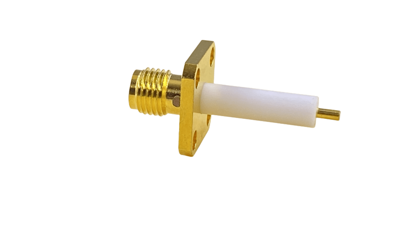 RS PRO, jack Flange Mount SMA Connector, 50Ω, Threaded Termination ...