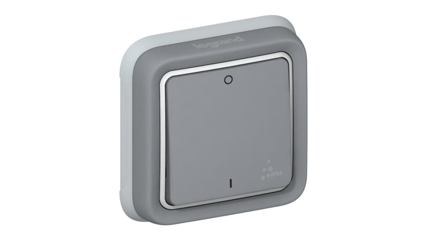 069926 | Legrand Grey Push Button Light Switch, 1 Way | RS