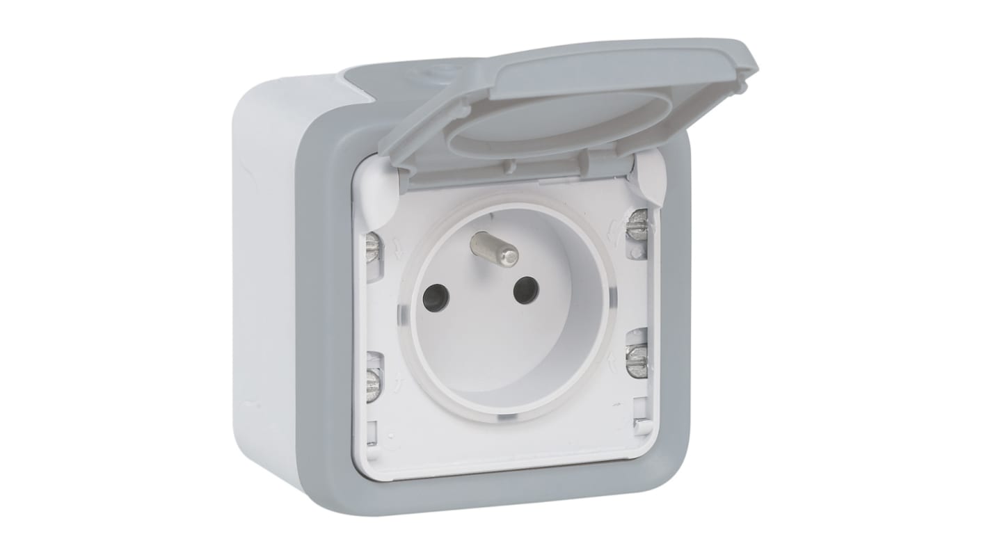 069929 | Legrand Grey Plug Socket, 2 Poles, NF Socket | RS