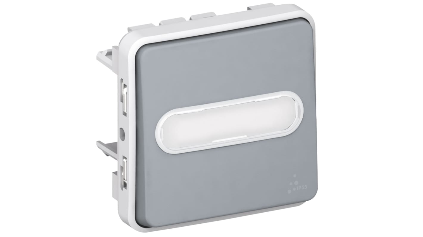 069930 | Legrand Grey Push Button Light Switch, 1 Way | RS