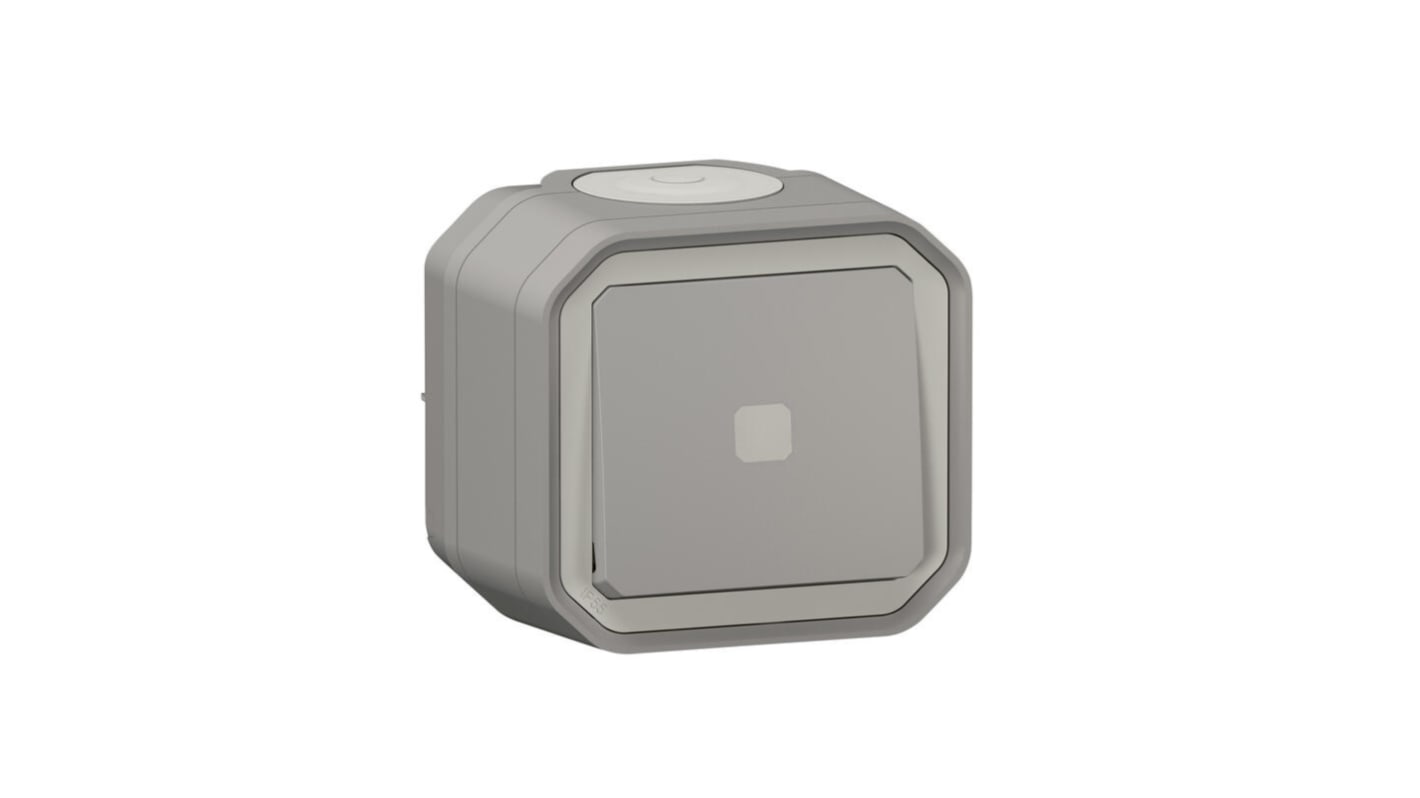 070008 | Legrand Grey Push Button Light Switch, 1 Way | RS