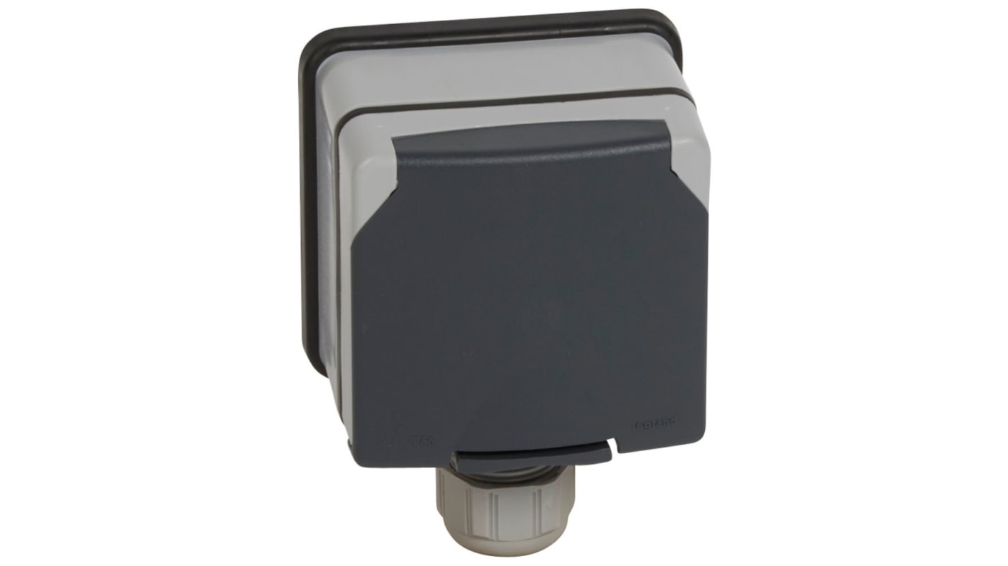 090457 | Legrand Grey Plug Socket, 3 Poles, 20A, NF Socket | RS