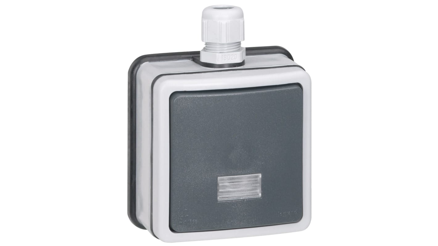 090462 | Legrand Grey Push Button Light Switch, 1 Way | RS