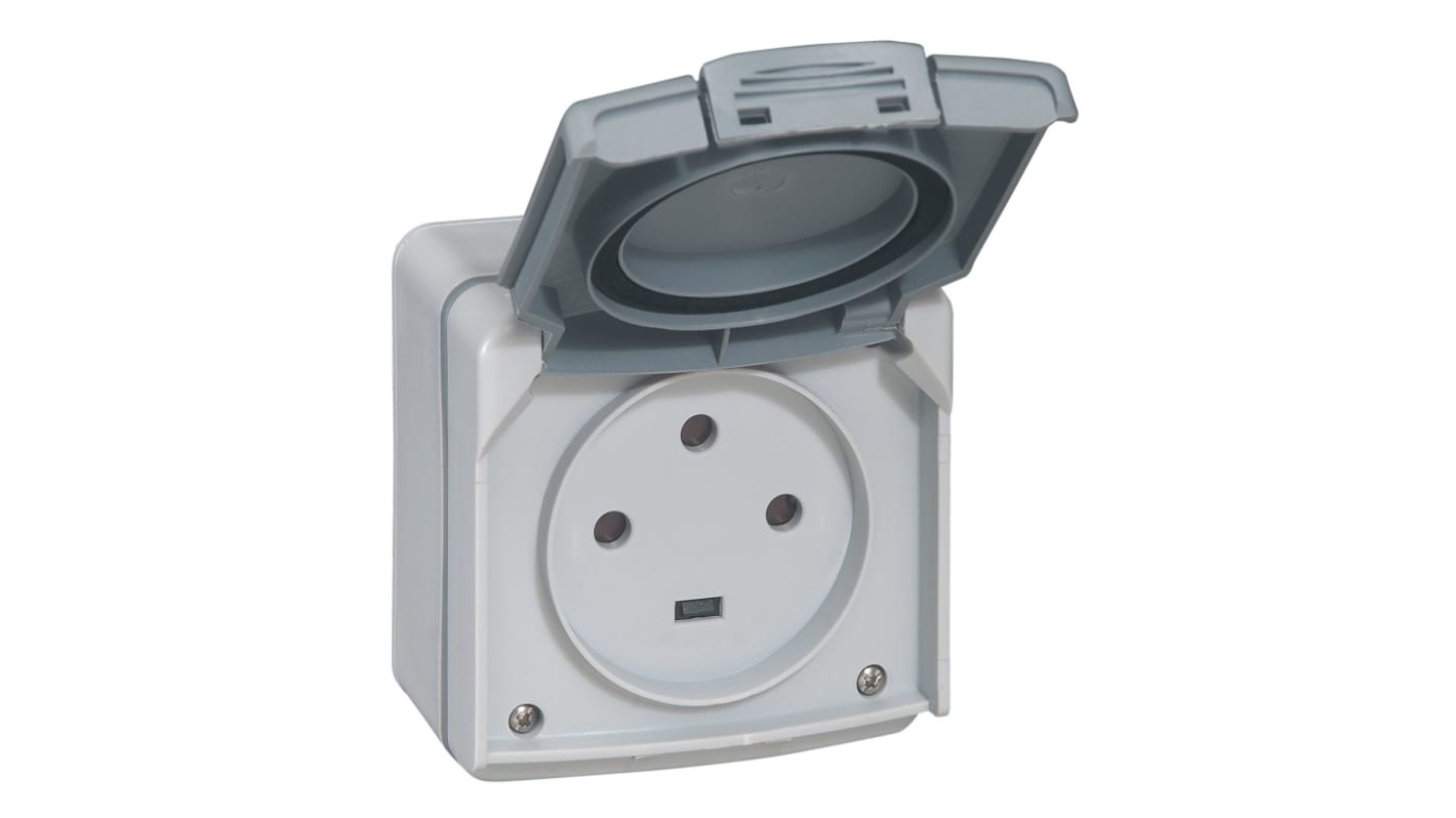 091436 | Legrand Grey Plug Socket, 3 Poles, 20A, NF Socket | RS